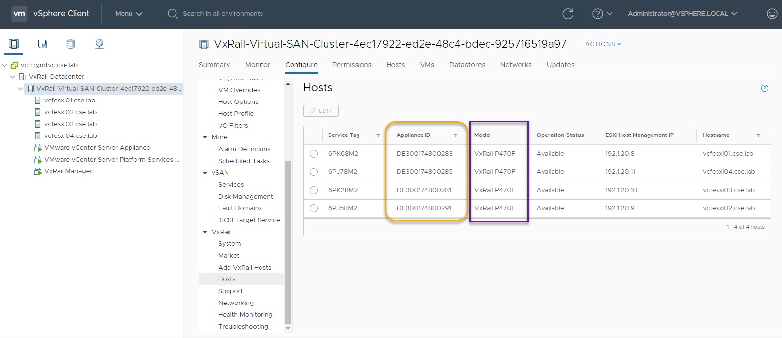 VxRAIL – Lookup MODEL & PSNT – DavidRing.ie